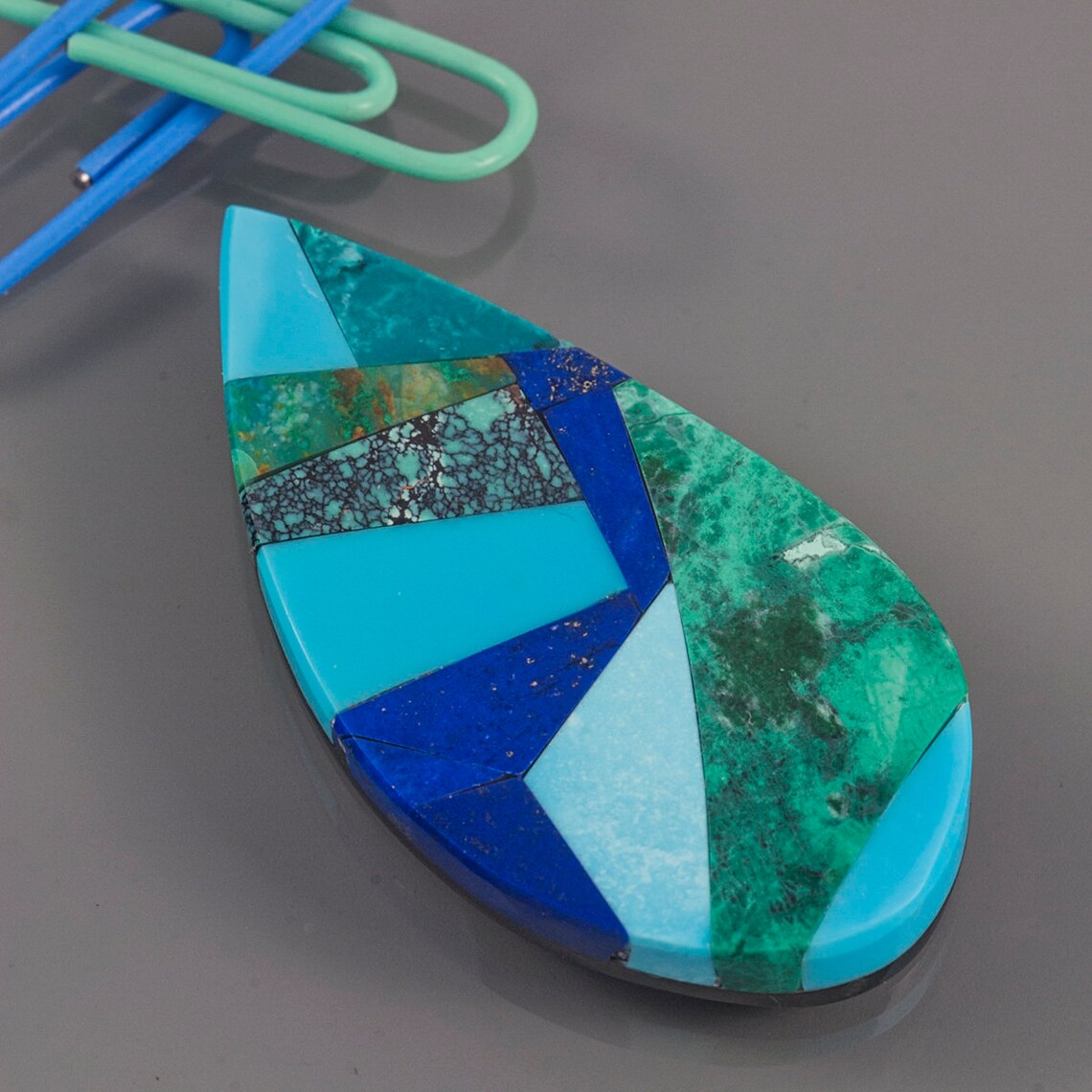 Intarsia / Lapis / Turquoise / Gem Silica / Black Jade Backed - Etsy