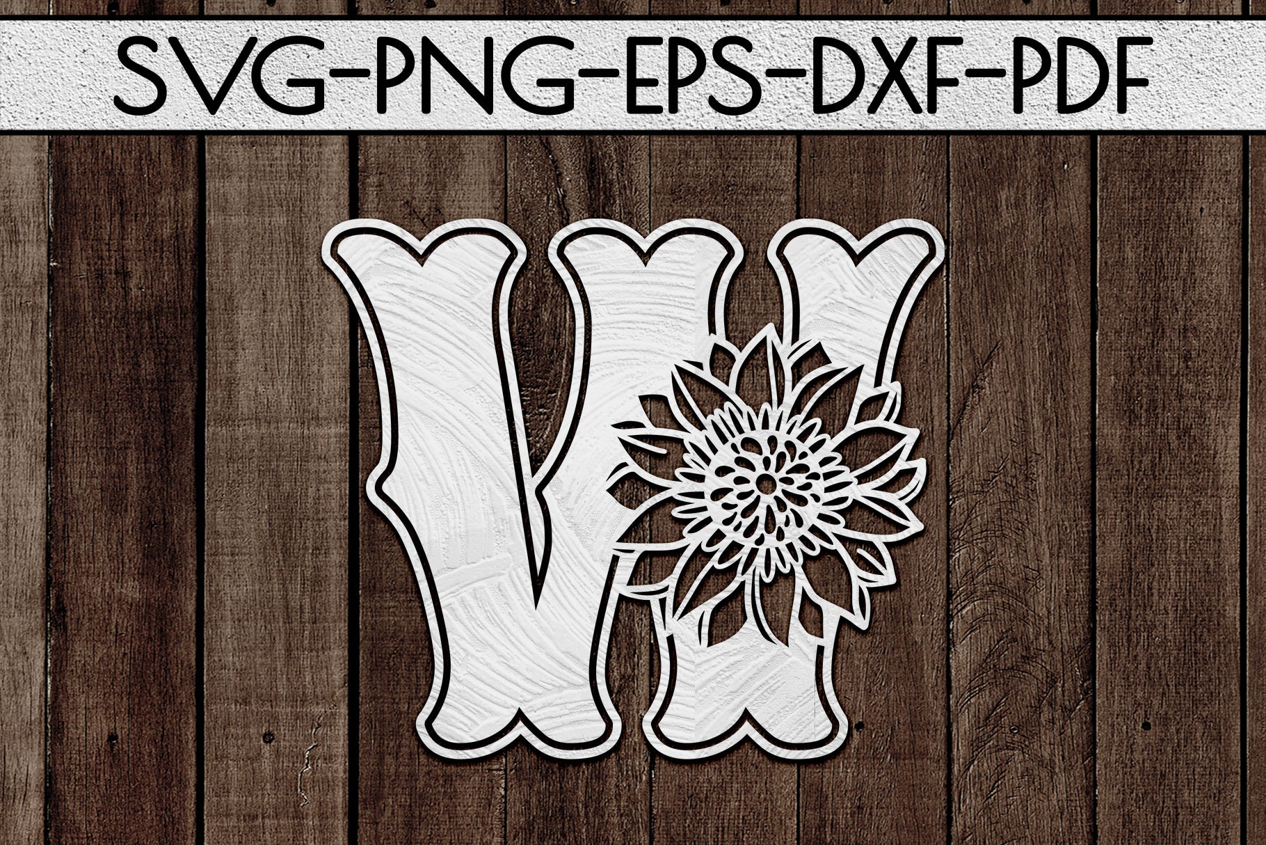 Sunflower Font W Papercut Template, Laser Cut, Gift Ideas, Summer Svg ...