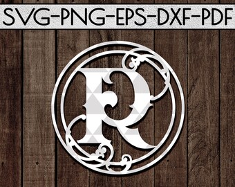 Monogram p papercut template vinyl laser cut elegant circle | Etsy