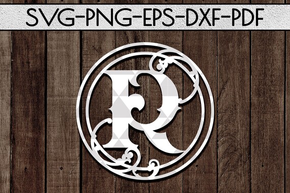 Monogram R Papercut Template Vinyl Laser Cut Elegant Circle | Etsy