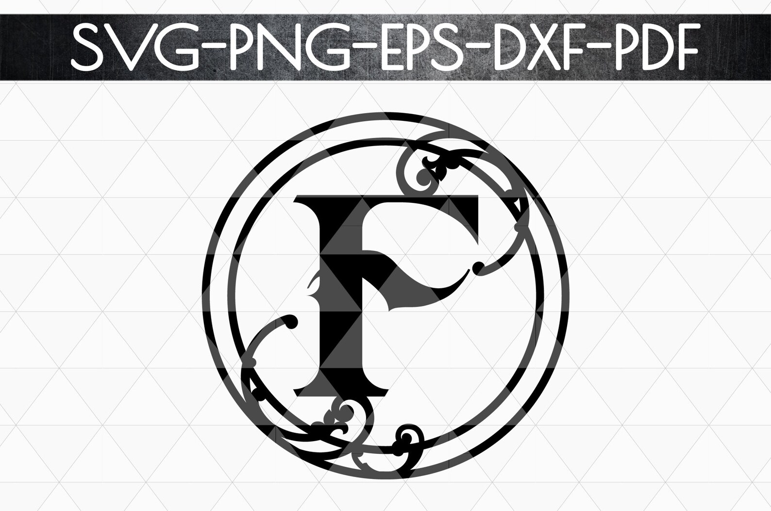 Monogram F Papercut Template Vinyl Laser Cut Circle Frame - Etsy