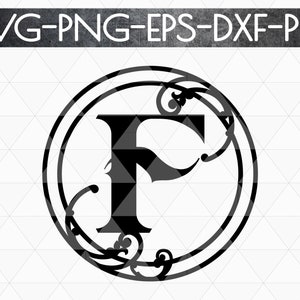 Monogram F Papercut Template, Vinyl Laser Cut, Circle Frame Monogram ...