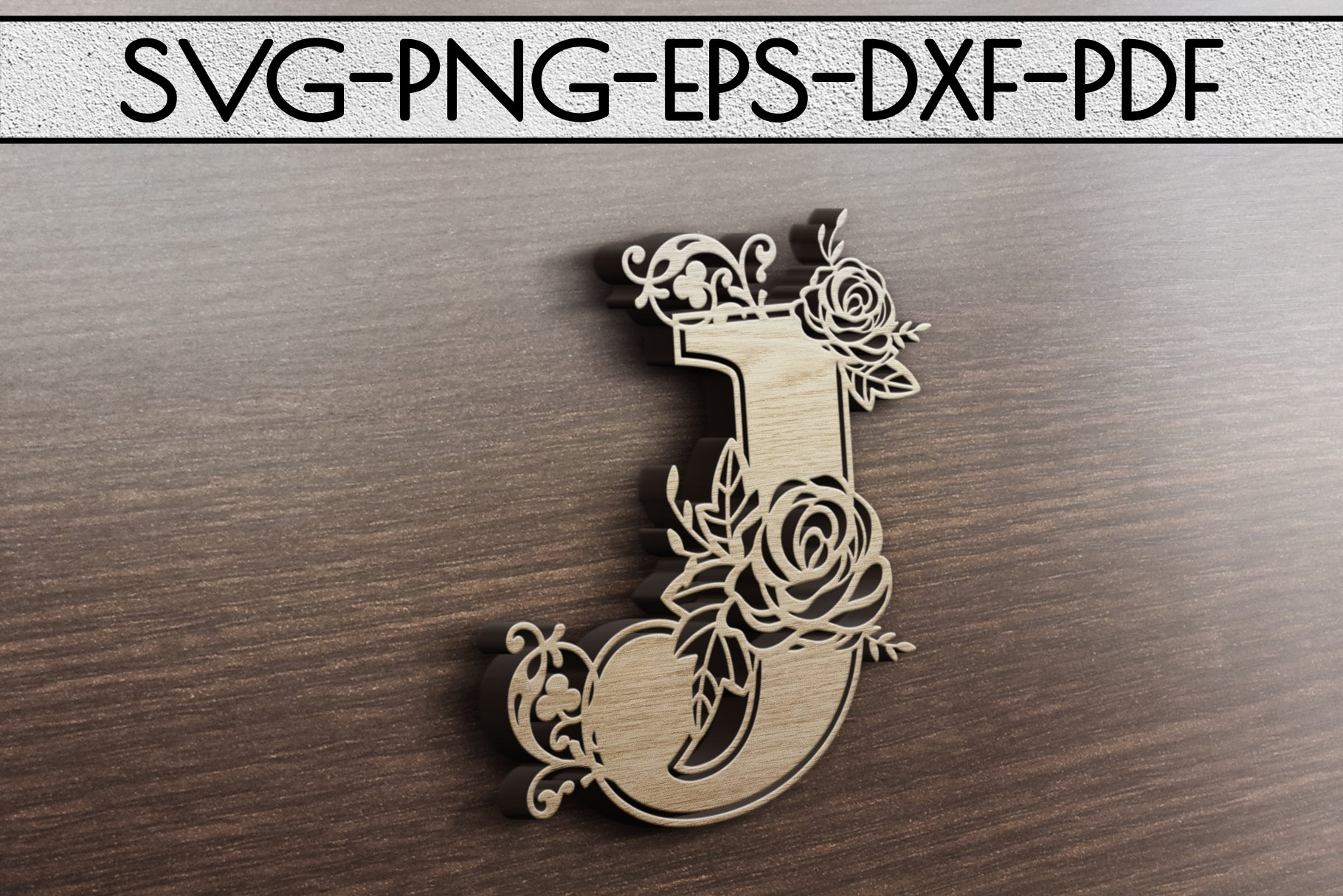 Floral Font J Paper Cut Template Laser Cut Wedding Day Gift | Etsy