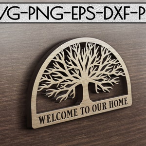 Welcome to Our Home Family Tree Papercut Template, Tree Metal Sign Svg ...