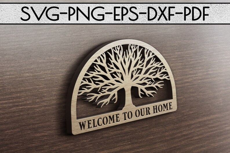 Welcome to our home family tree papercut template tree metal | Etsy
