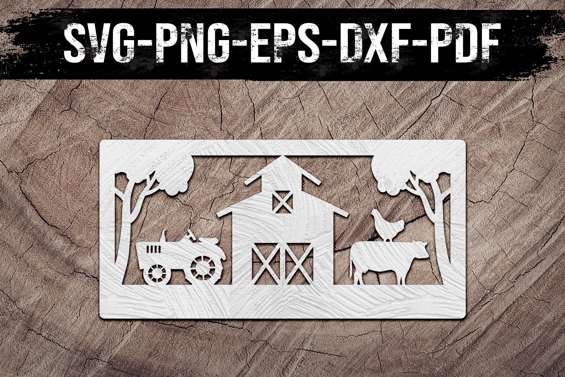 Customizable Farm Papercut Template, Laser Cut, Country Svg, Door ...