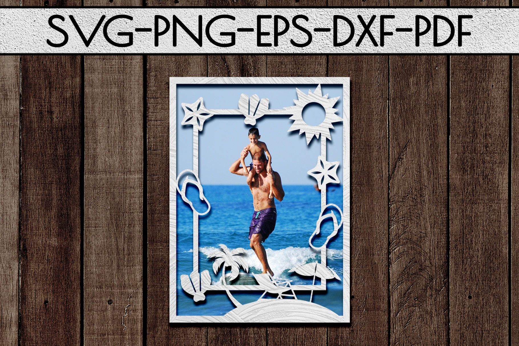 Summer Photo Frame Potrait Papercut Template Svg File Beach | Etsy