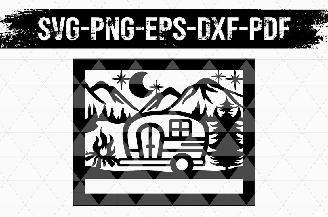 Customizable Camping Papercut Template Svg File Mountain | Etsy