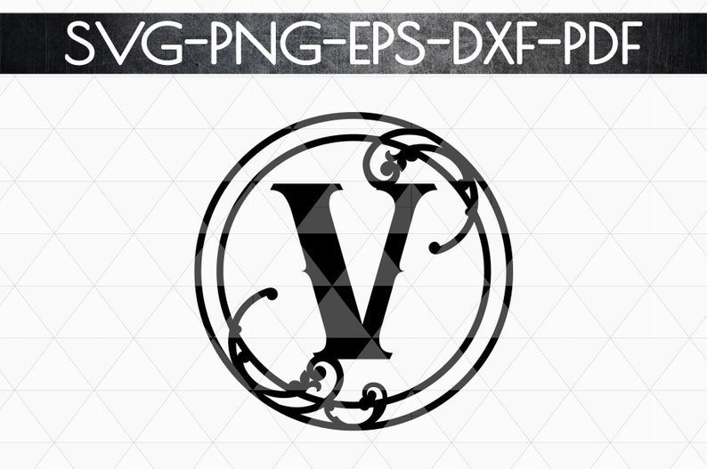 Monogram V Papercut Template Vinyl Laser Cut Elegant Circle - Etsy
