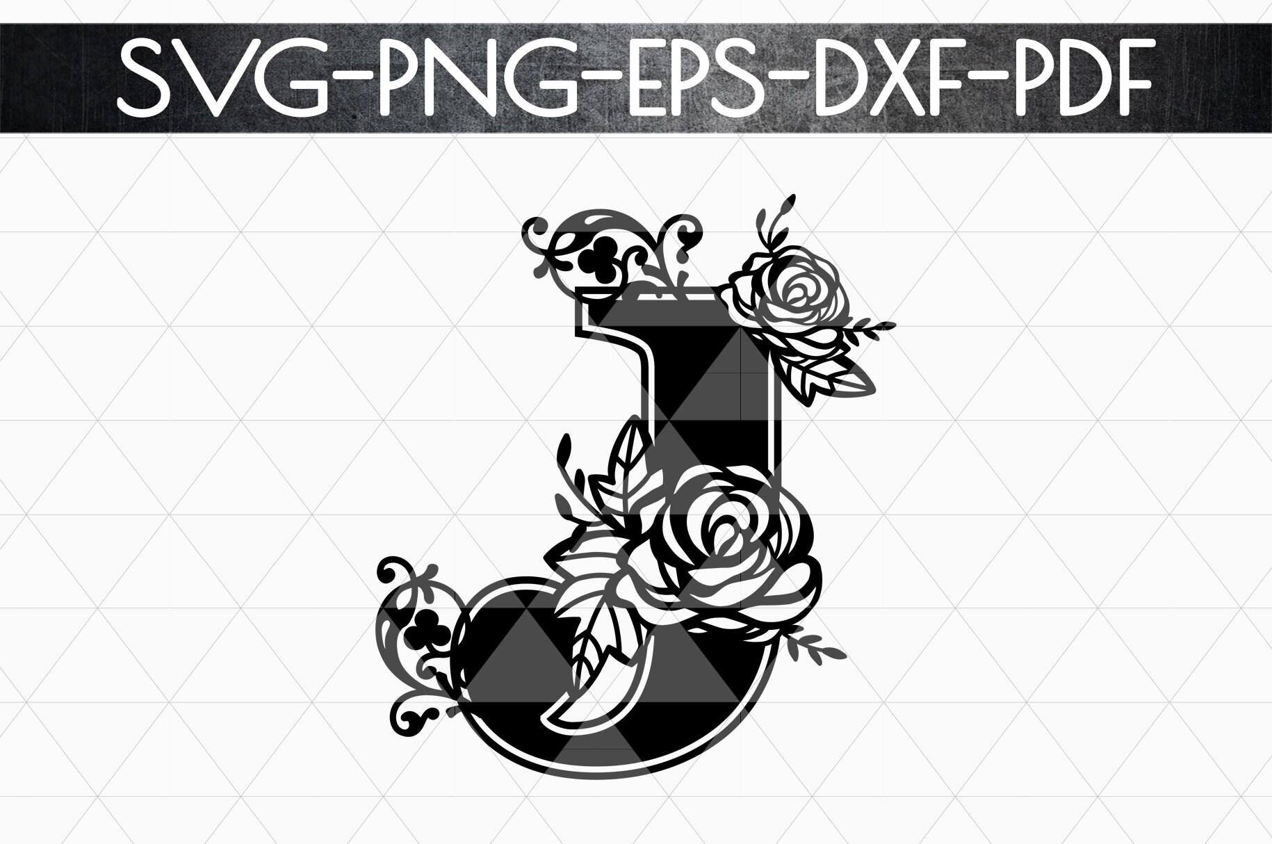 Floral Font J Paper Cut Template Laser Cut Wedding Day Gift | Etsy