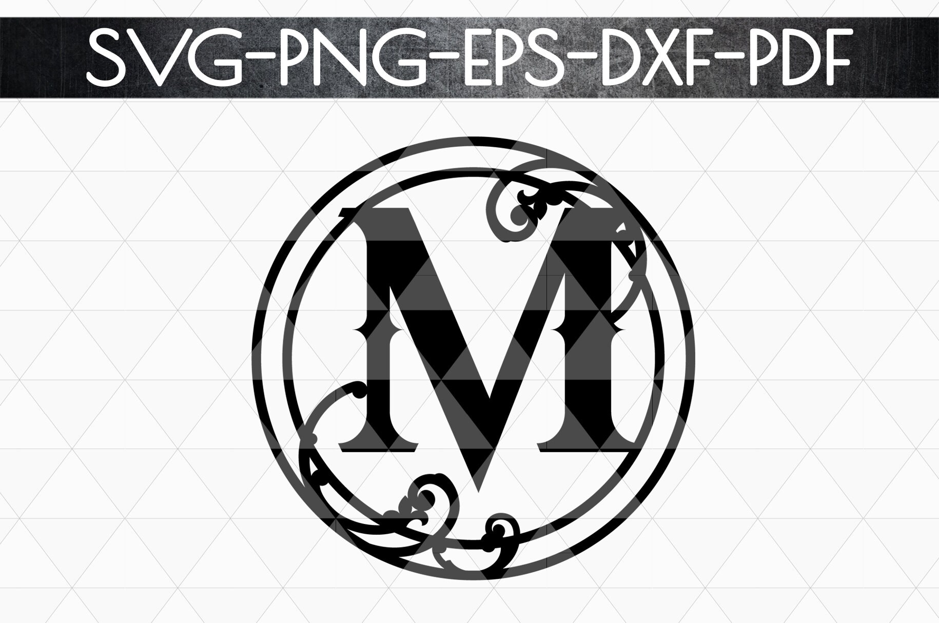 Monogram M Papercut Template Vinyl Laser Cut Elegant Circle - Etsy