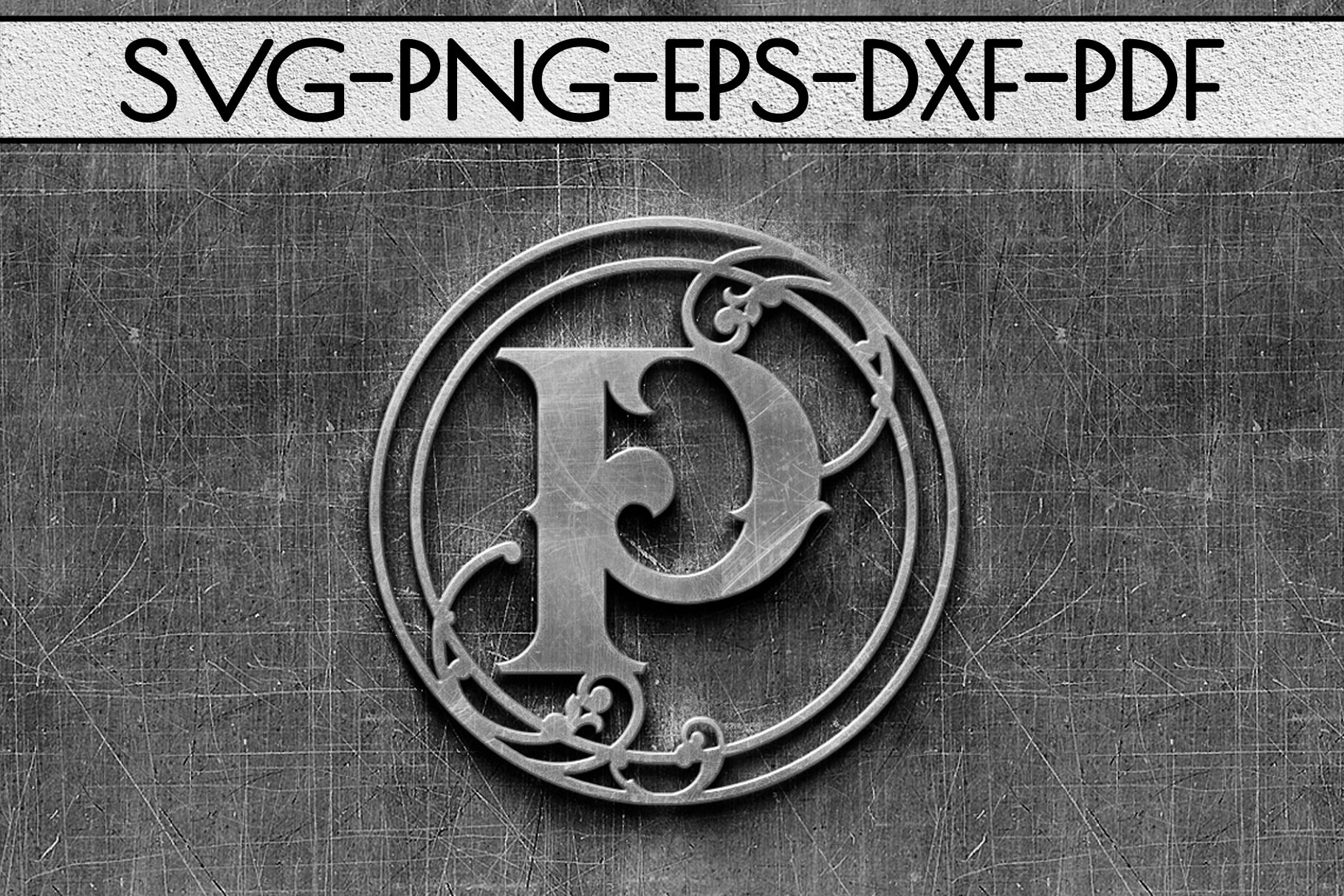 Monogram p papercut template vinyl laser cut elegant circle | Etsy