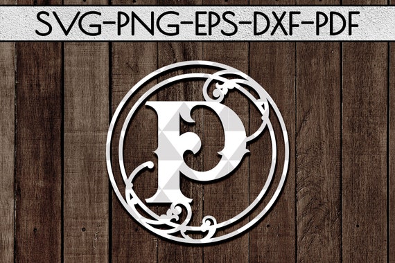 Monogram p papercut template vinyl laser cut elegant circle | Etsy