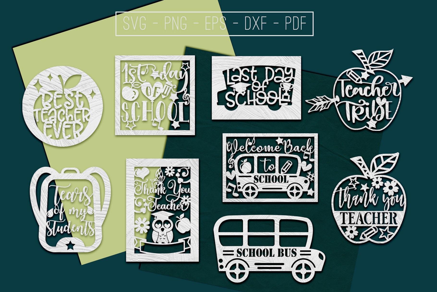 Back to School Paper Cut Templates, Cutting File, Teacher Life Gift ...