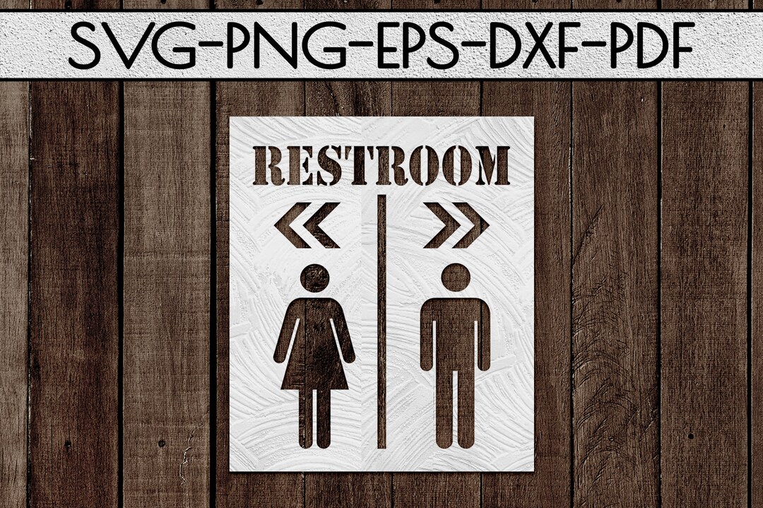 Restroom Sign Papercut Cutting Template, Bath Sign Svg, Unisex Toilet ...