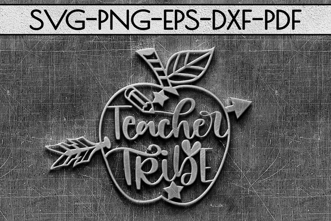 Teacher Tribe Papercut Cutting Template, Teacher Appreciation, Apple ...