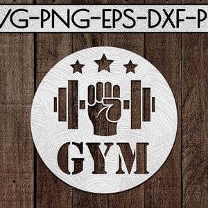 Gym Sign Paper Cut Cutting File, Workout Svg, Fitness Clipart, Exercise ...
