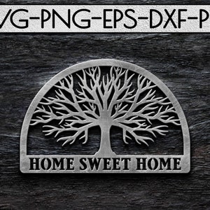 Home Sweet Home Family Tree Papercut Template, Tree Metal Sign Svg ...