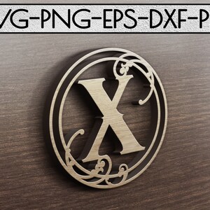 Monogram X Papercut Template, Vinyl Laser Cut, Elegant Circle Frame ...