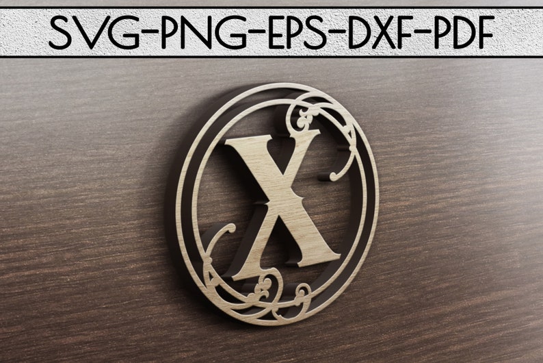 Monogram X Papercut Template Vinyl Laser Cut Elegant Circle | Etsy