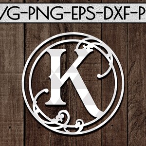 Monogram K Papercut Template, Vinyl Laser Cut, Circle Frame Monogram ...