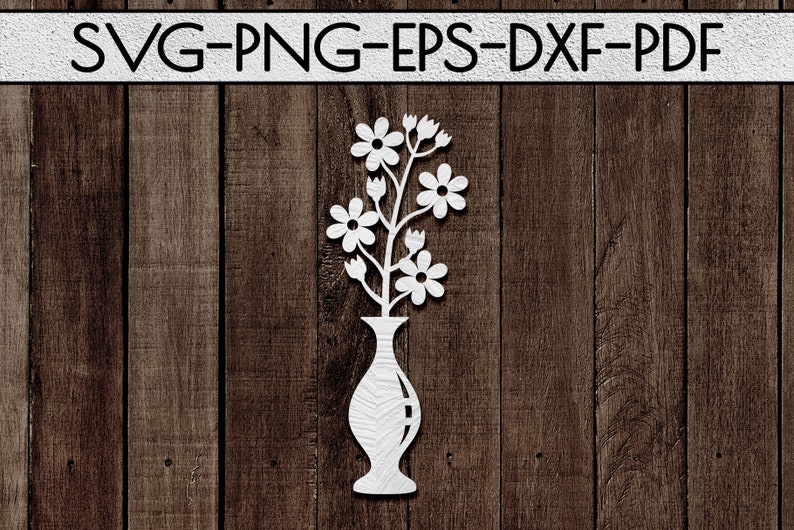Flowers in Vase Papercut Template Svg File, Flower Decor Cutting File ...