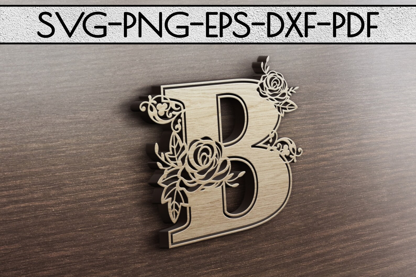 Floral Font B Papercut Template Laser Cut Wedding Day Gift | Etsy