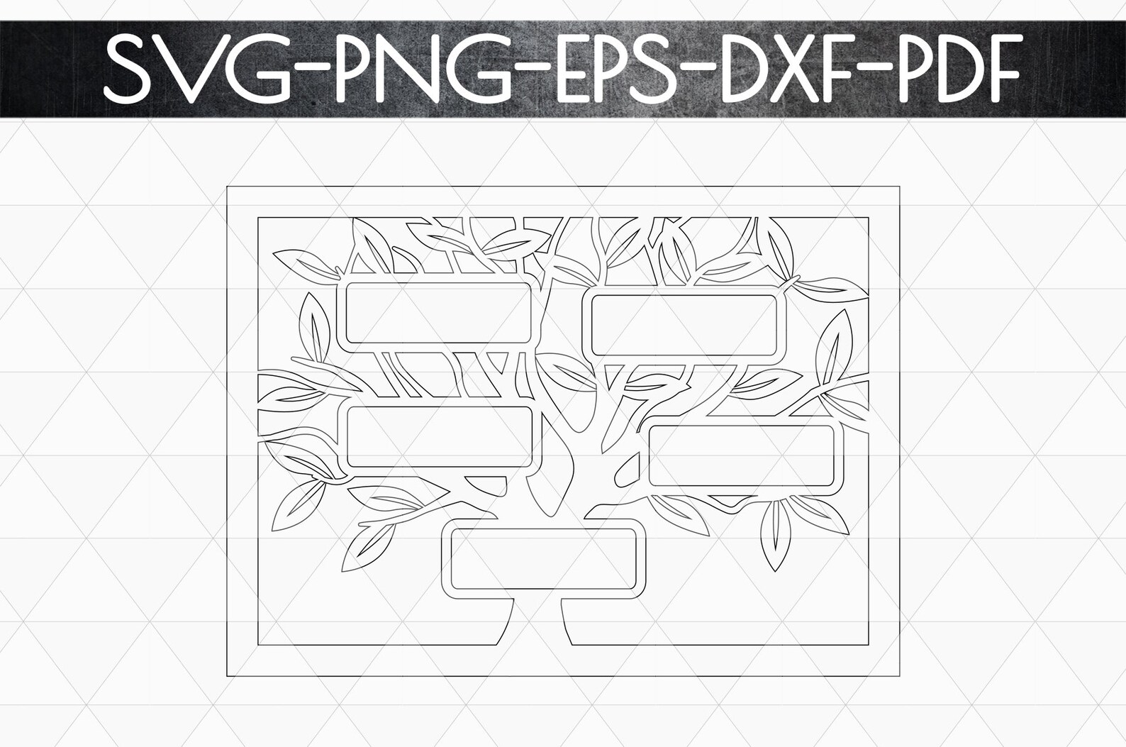Customizable Family Tree 5 Names Papercut Template Laser Cut | Etsy