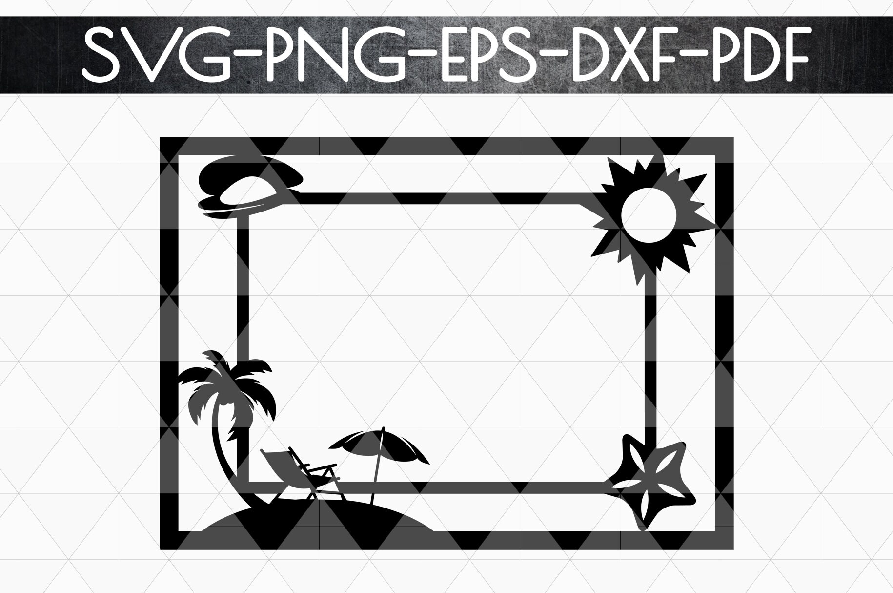 Summer Photo Frame Landscape Papercut Template Svg File, Beach House ...
