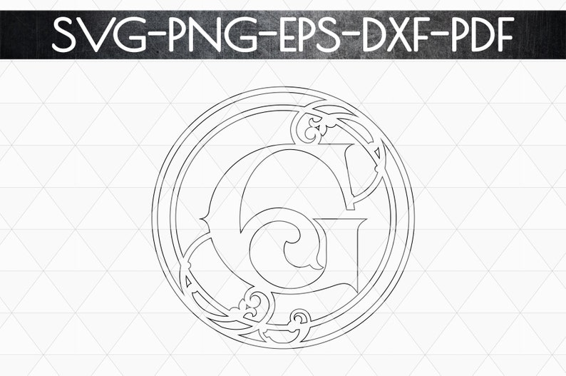 Monogram G Papercut Template Vinyl Laser Cut Circle Frame | Etsy