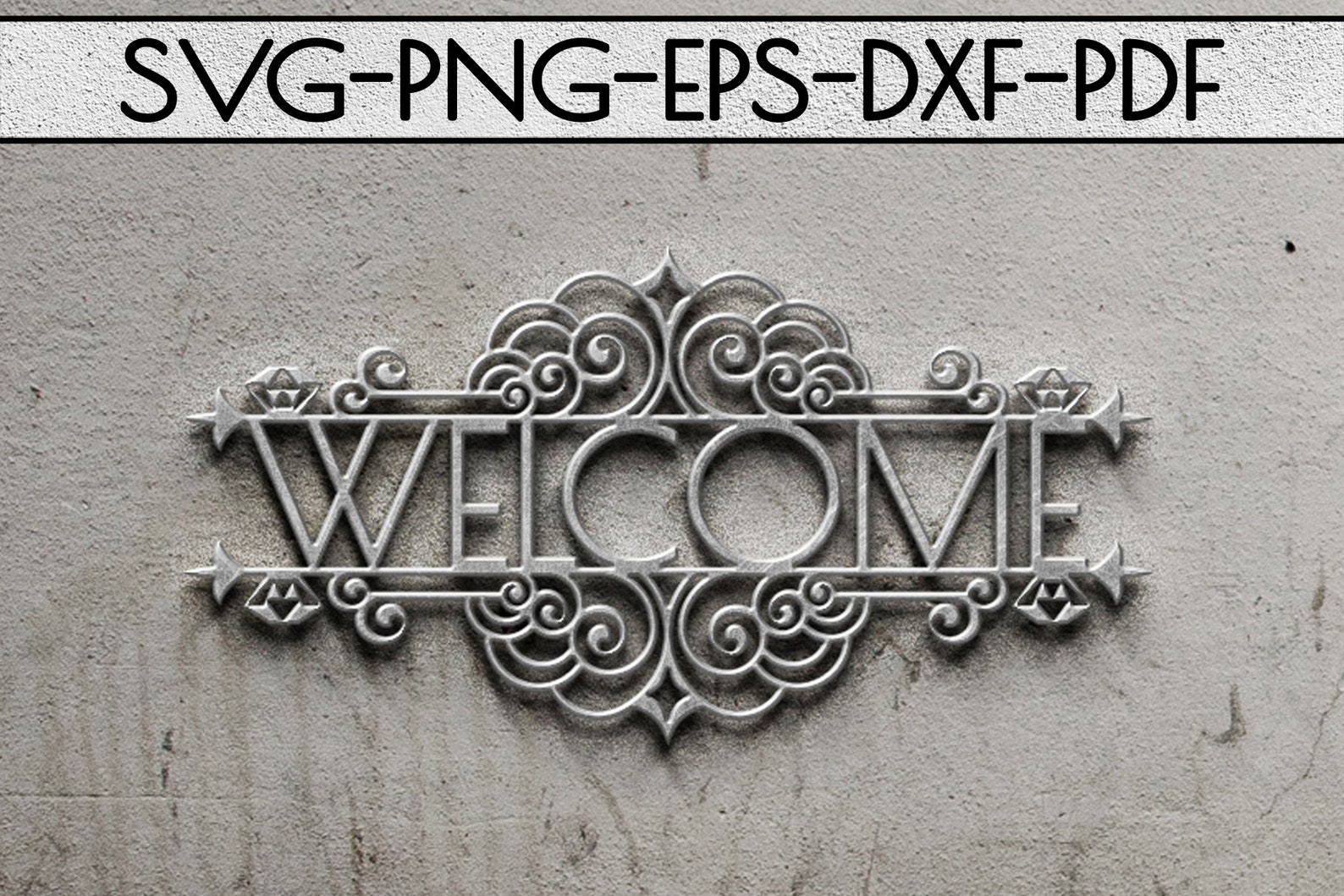 Welcome Papercut Cutting Template, Vintage Sign Svg, Door Hanger Cut ...