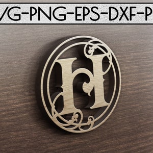 Monogram H Papercut Template, Vinyl Laser Cut, Circle Frame Monogram ...