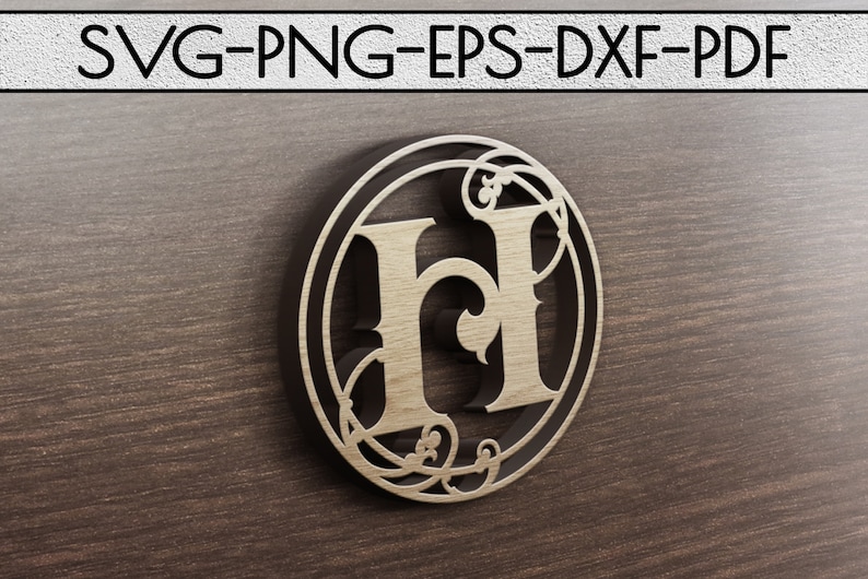 Monogram H Papercut Template Vinyl Laser Cut Circle Frame - Etsy
