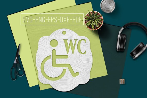 dxf pdf unisex toilet door hanger cricut disabled toilet decor disabled ...