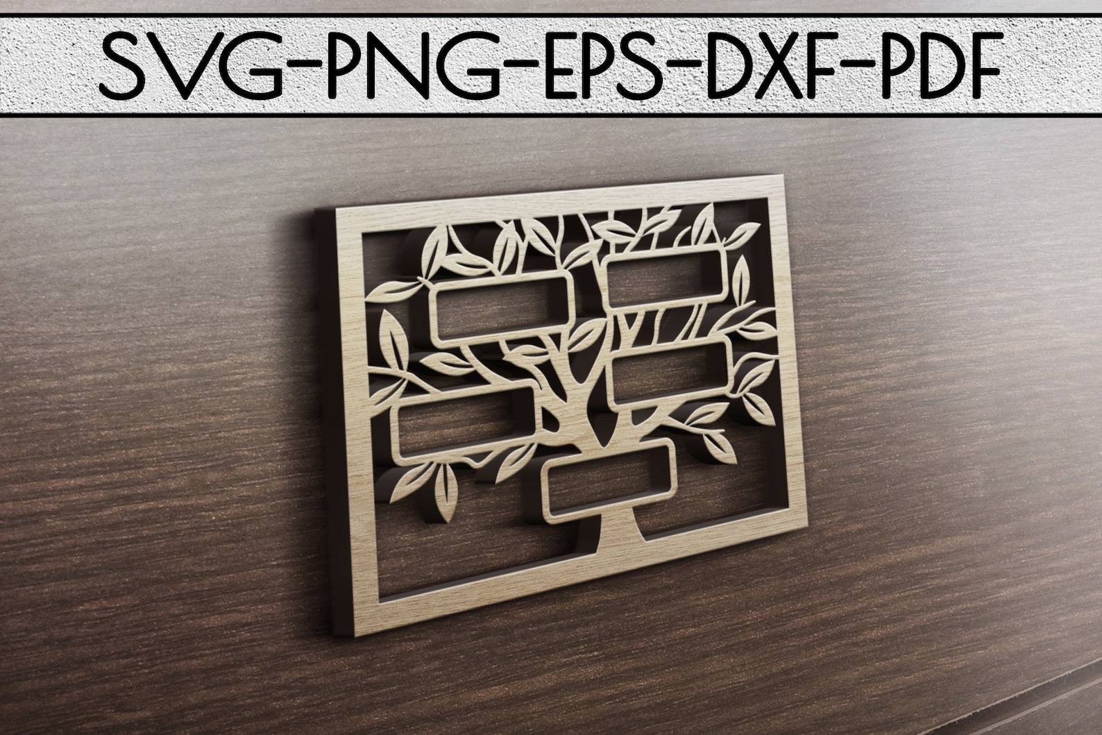 Customizable Family Tree 5 Names Papercut Template Laser Cut | Etsy