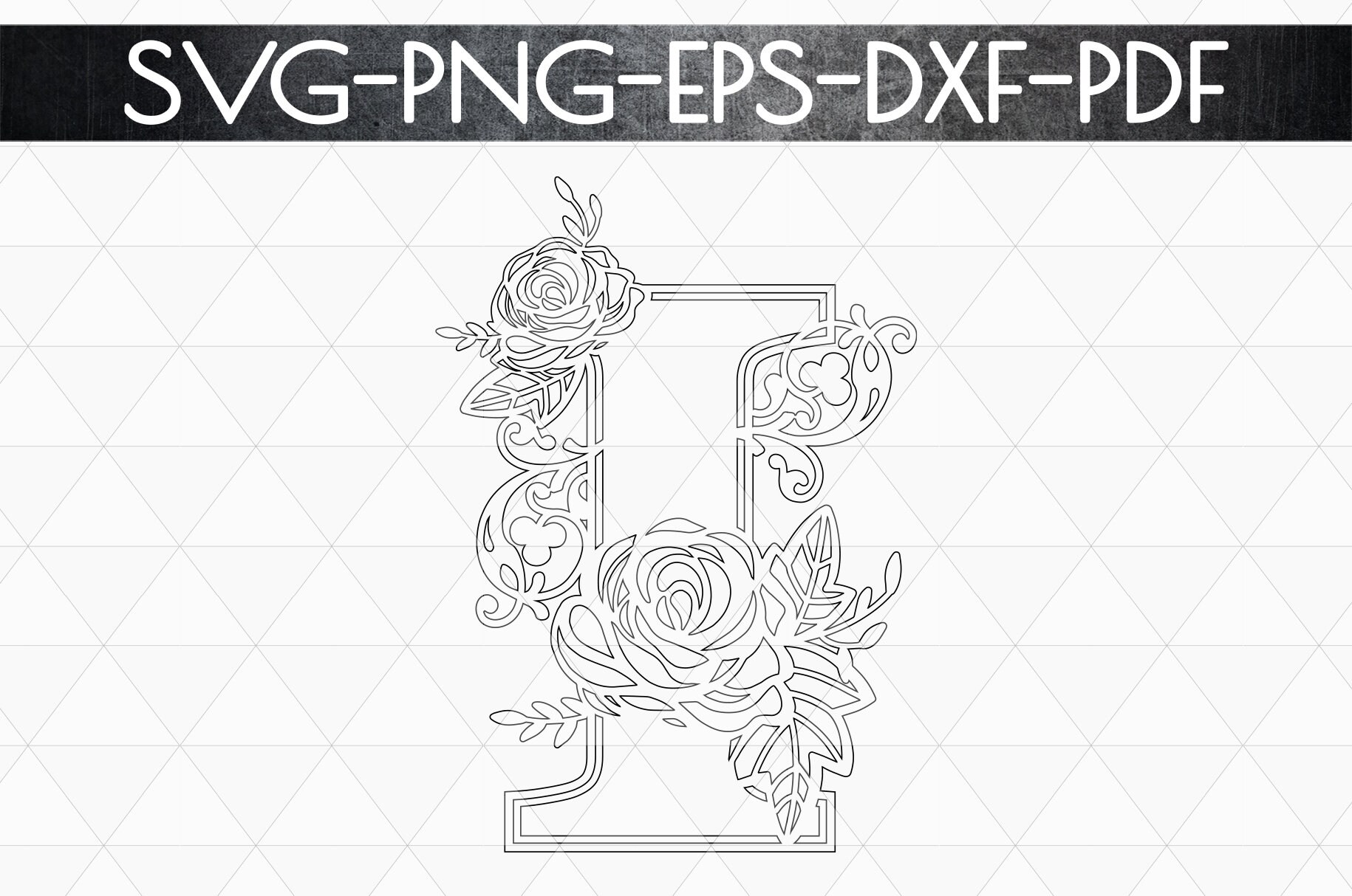 Floral Font I Paper Cut Template, Laser Cut, Wedding Day Gift Ideas ...