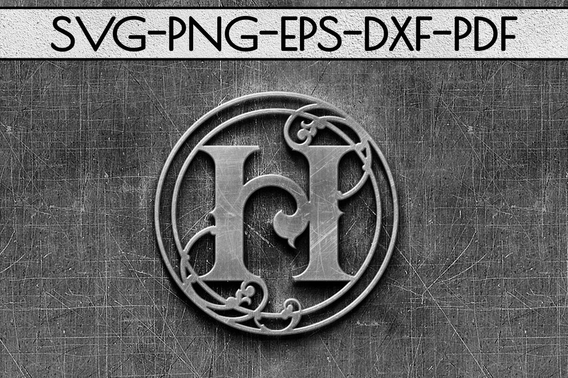 Monogram h papercut template vinyl laser cut circle frame | Etsy