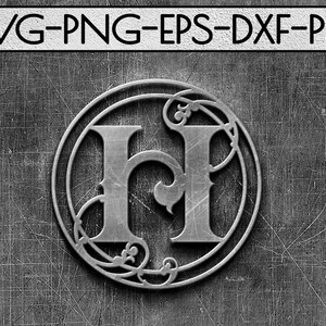 Monogram H Papercut Template, Vinyl Laser Cut, Circle Frame Monogram ...