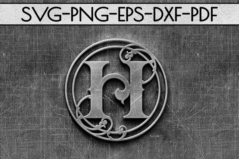 Monogram H Papercut Template Vinyl Laser Cut Circle Frame - Etsy