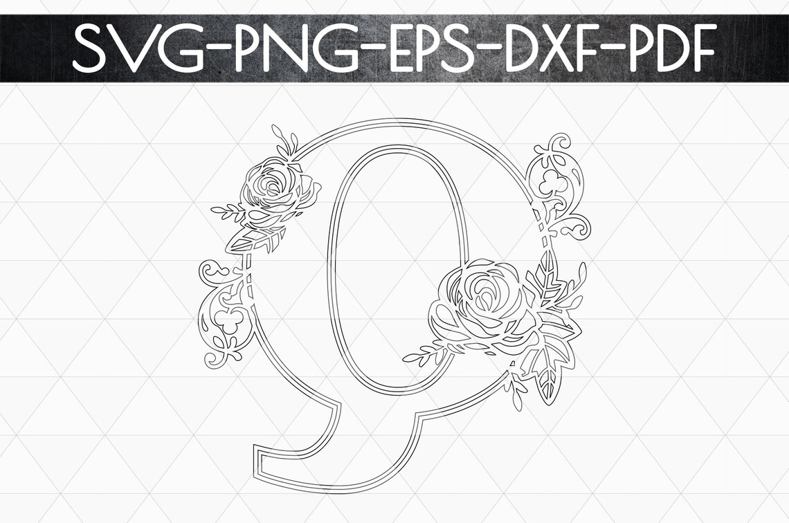 Floral Font Q Paper Cut Template Laser Cut Wedding Day Gift | Etsy