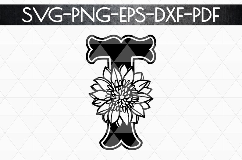 Sunflower Font T Papercut Template, Laser Cut, Gift Ideas, Summer Svg ...