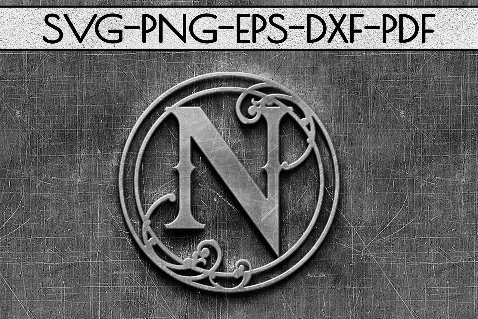 Monogram N Papercut Template Vinyl Laser Cut Elegant Circle | Etsy