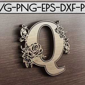 Floral Font Q Paper Cut Template, Laser Cut, Wedding Day Gift Ideas ...
