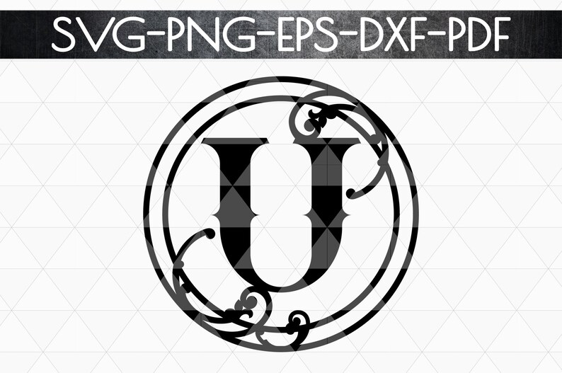 Monogram U Papercut Template, Vinyl Laser Cut, Elegant Circle Frame ...