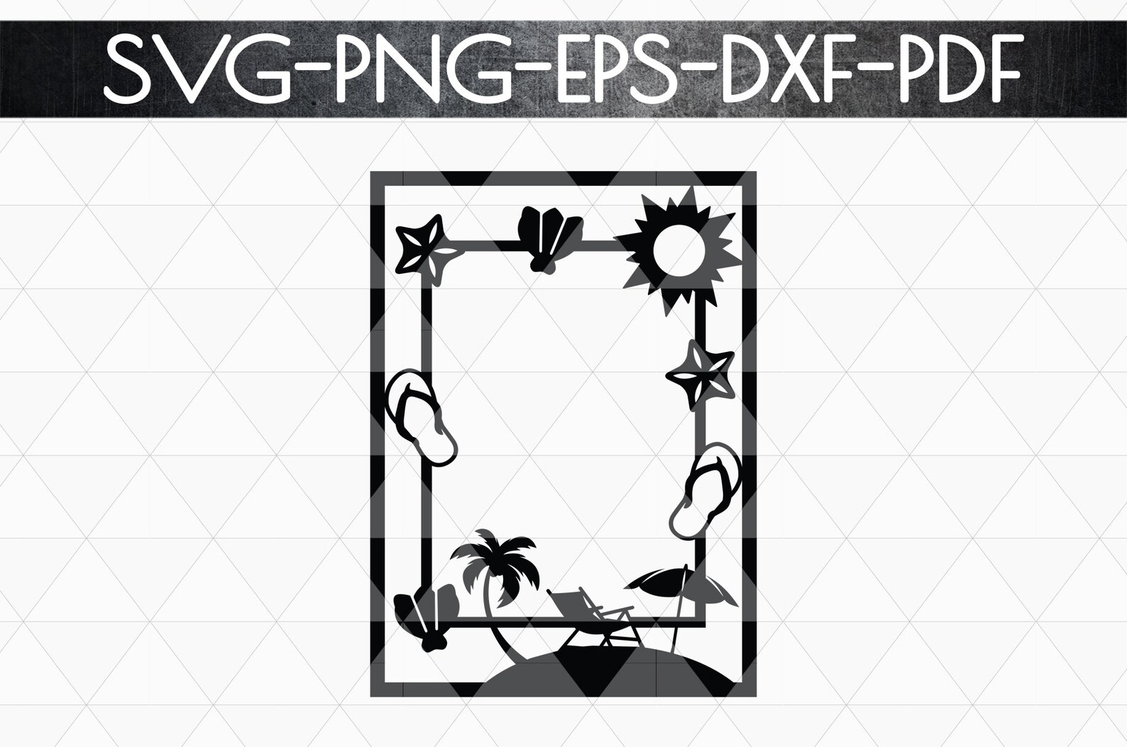 Summer Photo Frame Potrait Papercut Template Svg File Beach | Etsy