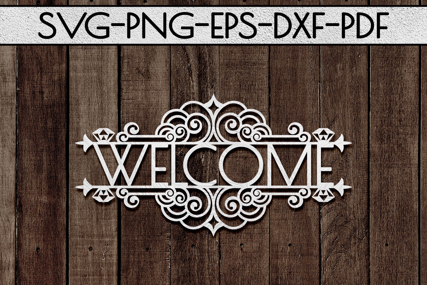 Welcome Papercut Cutting Template, Vintage Sign Svg, Door Hanger Cut ...
