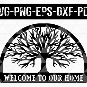 Welcome to Our Home Family Tree Papercut Template, Tree Metal Sign Svg ...