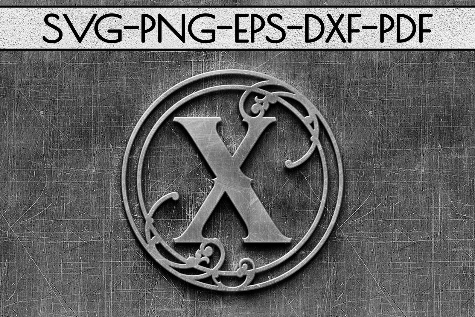 Monogram X Papercut Template Vinyl Laser Cut Elegant Circle | Etsy