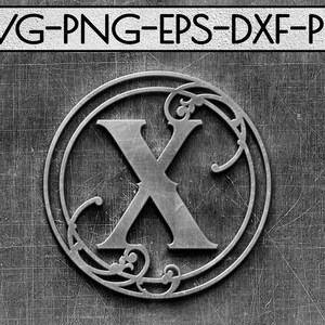 Monogram X Papercut Template, Vinyl Laser Cut, Elegant Circle Frame ...