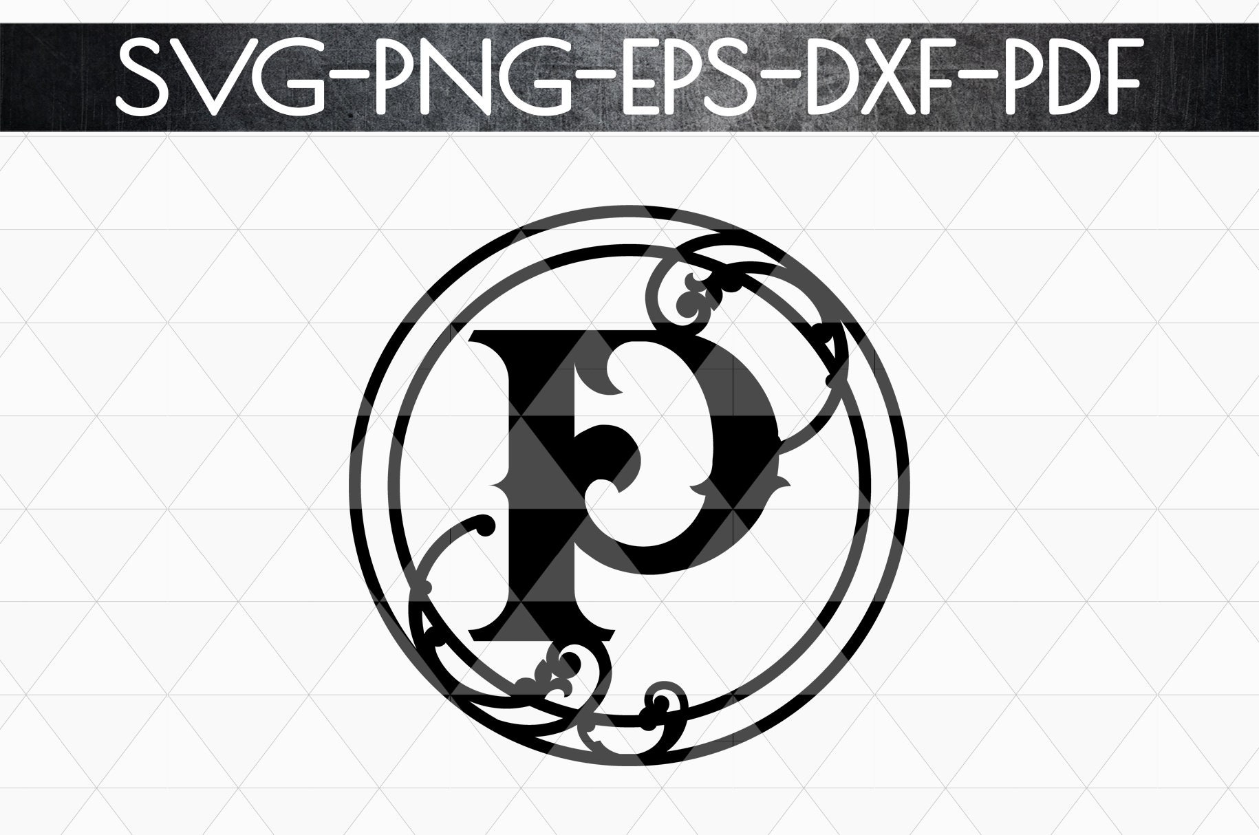 Monogram p papercut template vinyl laser cut elegant circle | Etsy